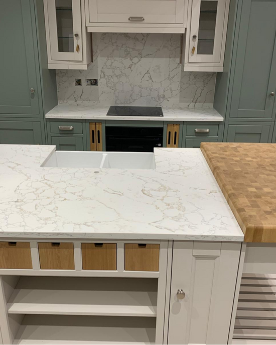 PQS Arabescato Cremo Lydia Marble Effect Quartz Worktop | Purple ...