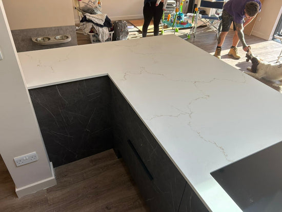 Worldwide Stones Embers White Quartz with Gold Marble Veins – purplegranite