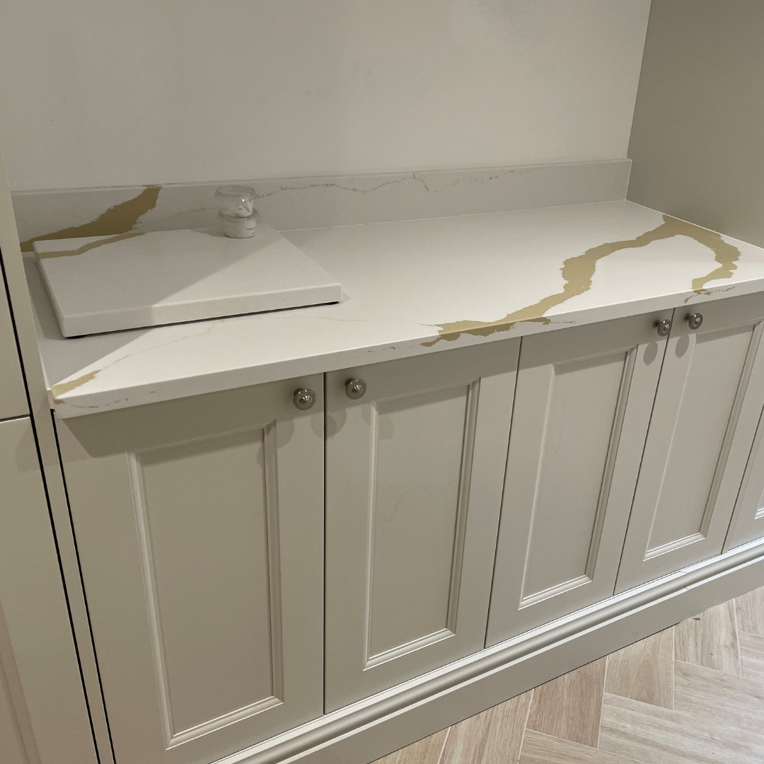 PQS Calacatta Aurous White Quartz with Gold Veins | Purple – purplegranite