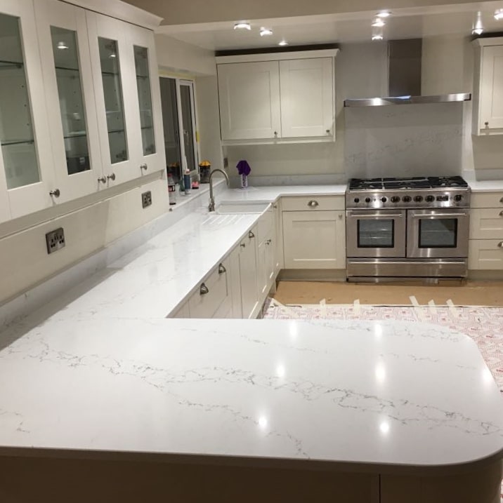 Unistone Statuario White Quartz with Veining | Purple – purplegranite